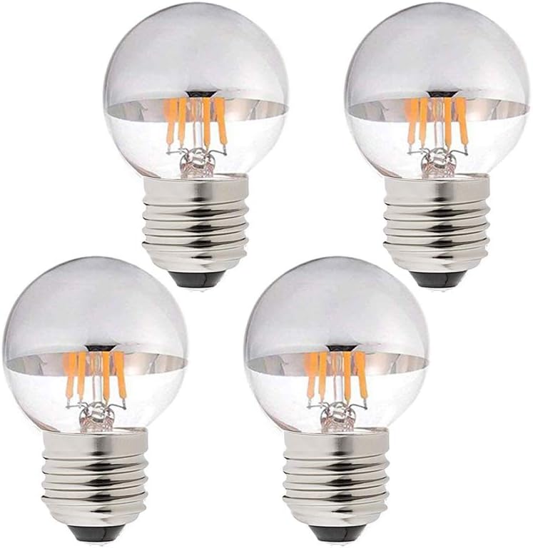 G45 / G14 E26 4W Half Chrome Light Bulb Dimmable LED Filament Vintage ...