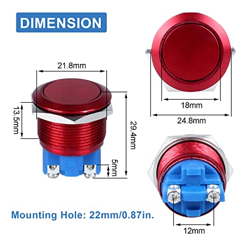 Snapklik.com : 1pc 22mm Latching Metal Push Button Switch Waterproof ...