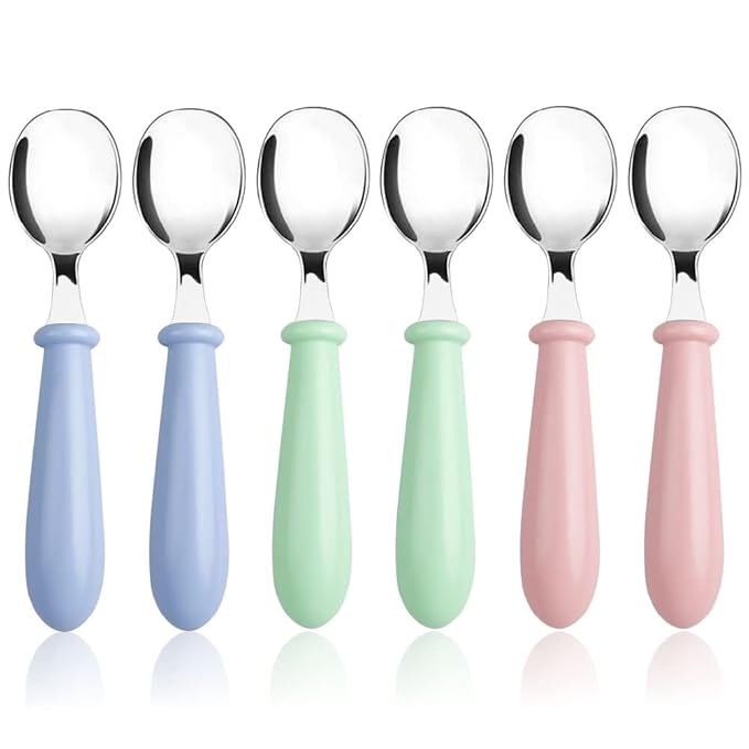 Amazon.com: Pimoys 6 Pieces Toddler Spoons Baby Spoons for Self-Feeding ...