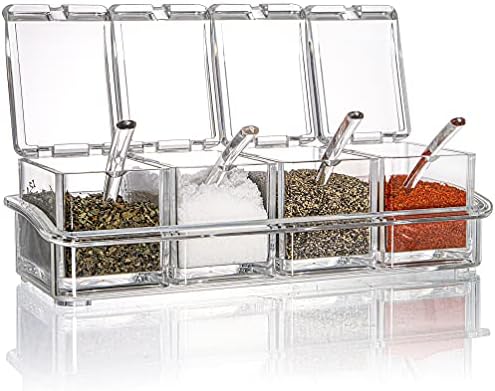 Amazon.com: SHAIDOJIO Clear Seasoning Box, 4 Piece Seasoning Rack Spice ...