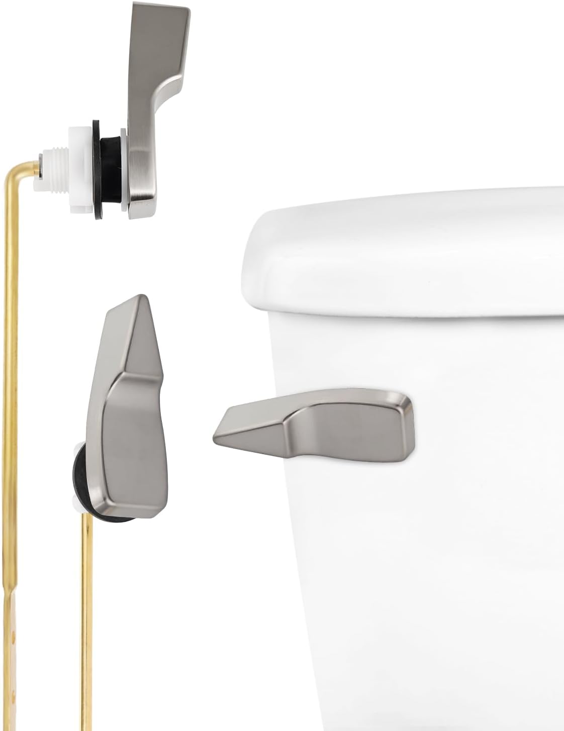 Hibbent Toilet Handle Replacement, Front Mount Tank Flush Lever Handle ...