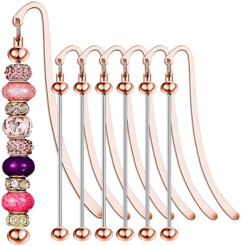 Amazon.com: 6Pcs Beadable Bookmarks DIY Metal Blank Beaded Bar, Beading ...