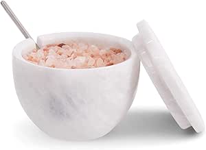 Amazon.com: MARBLOUS KRAFTS White Marble Salt Cellar with Lid and Spoon ...