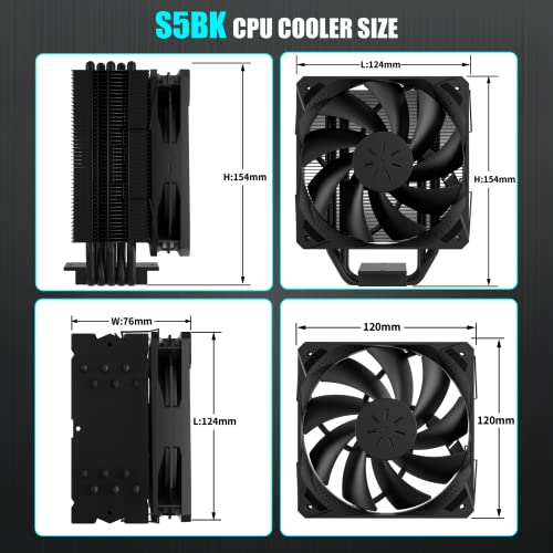 Snapklik.com : upHere S5BK CPU Air Cooler LGA 1700 Ready 5 Copper ...