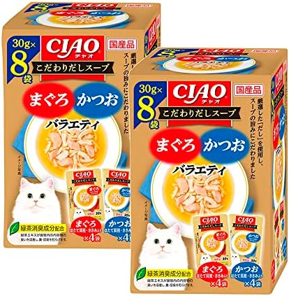 Amazon.co.jp: チャオ (CIAO) こだわりだしスープ まぐろ・かつおバラエティ 30g×8袋 2個セット : 食品・飲料・お酒