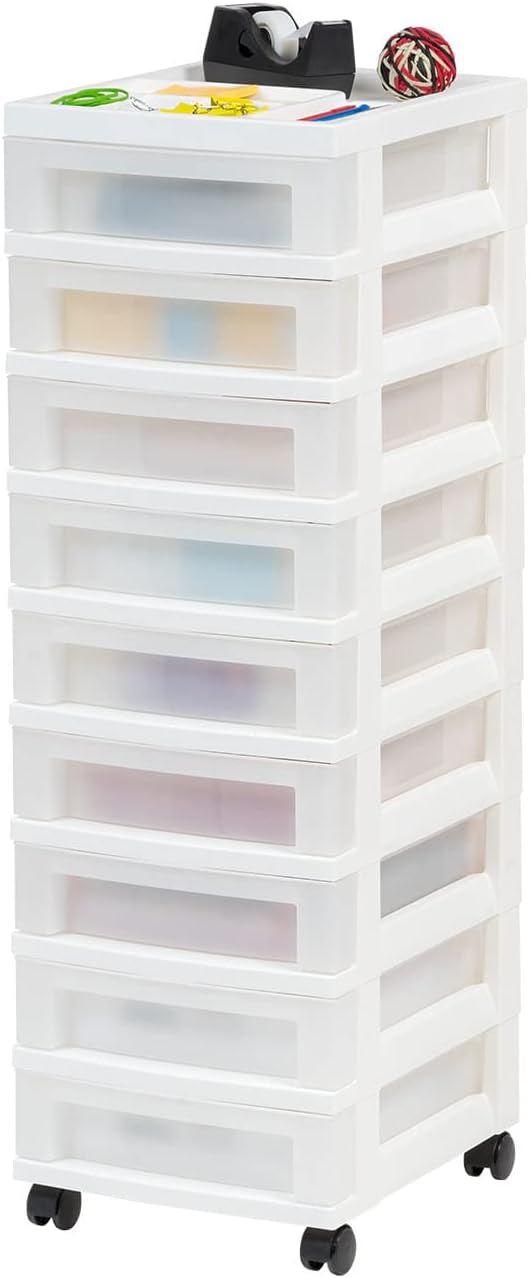Amazon.com: BEOTTO 9-Drawer Plastic Storage Cart with Organizer Top ...
