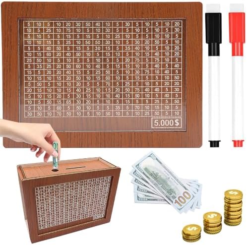 Amazon.com: Cash Vault Wooden Savings Box,$10000 Wooden Cash Saver ...