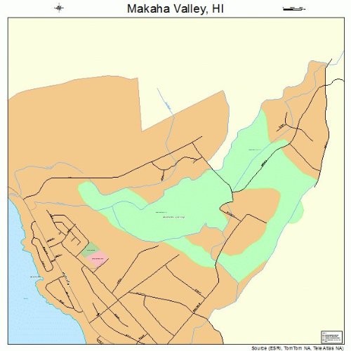 Large Street & Road Map of Makaha Valley, Hawaii HI - Printed poster ...