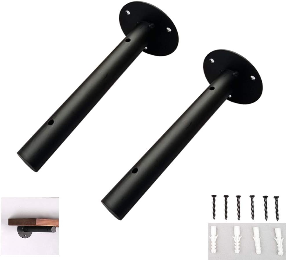 Amazon.com: Wall Mounted Floating Round Tube Shelf Bracket,Set of 2 DIY ...