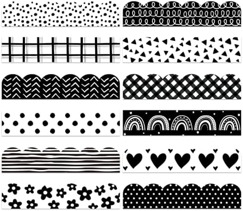 Amazon.com: Whaline 137.8Ft Boho Bulletin Board Borders Black White ...