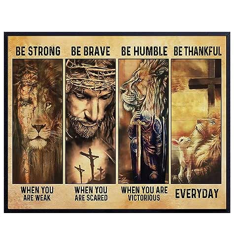 Amazon.com: Religious Christian Wall Art - Be Strong Be Brave ...
