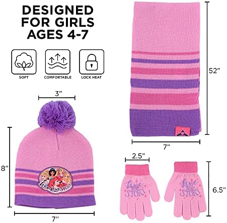 Disney Girls Princess Winter Hat, Scarf, & Kids Gloves Set For 4-7 or ...