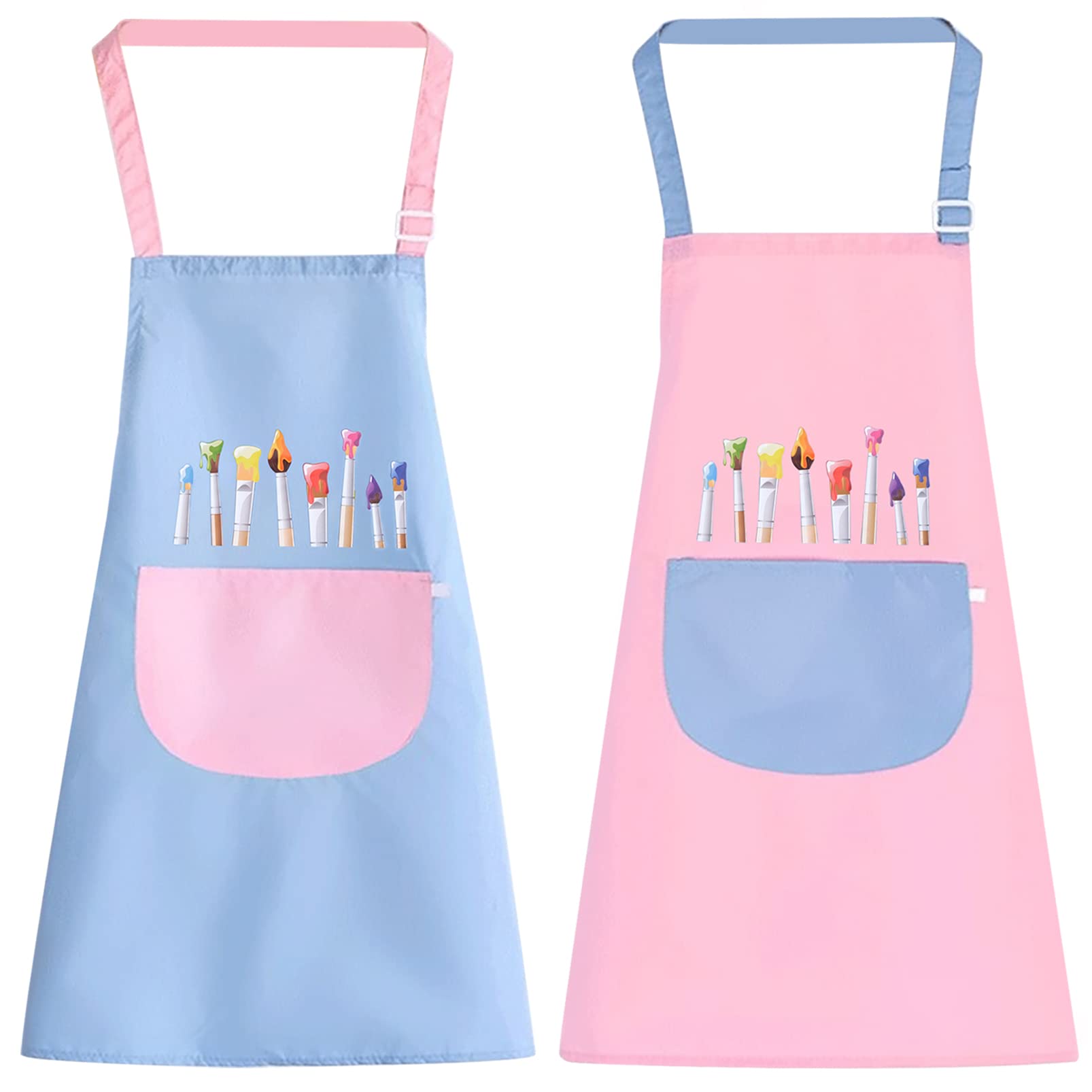 Amazon.com: JJYHEHOT 2 Pack Children's Apron, Pink and Blue Cute Kids ...