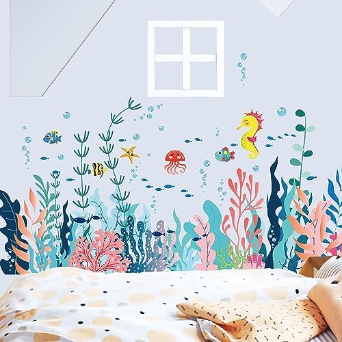 Amazon.com: Ocean Sea Turtle Wall Decals Ocean Grass Seaweed Stickers ...