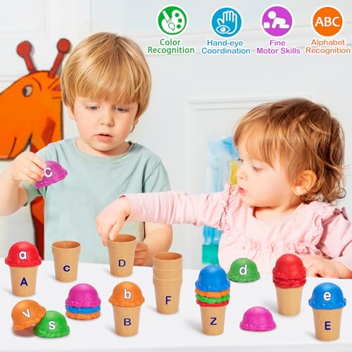 Snapklik.com : Alphabet Ice Cream Learning Toy, 52 PCS ABC Alphabet ...
