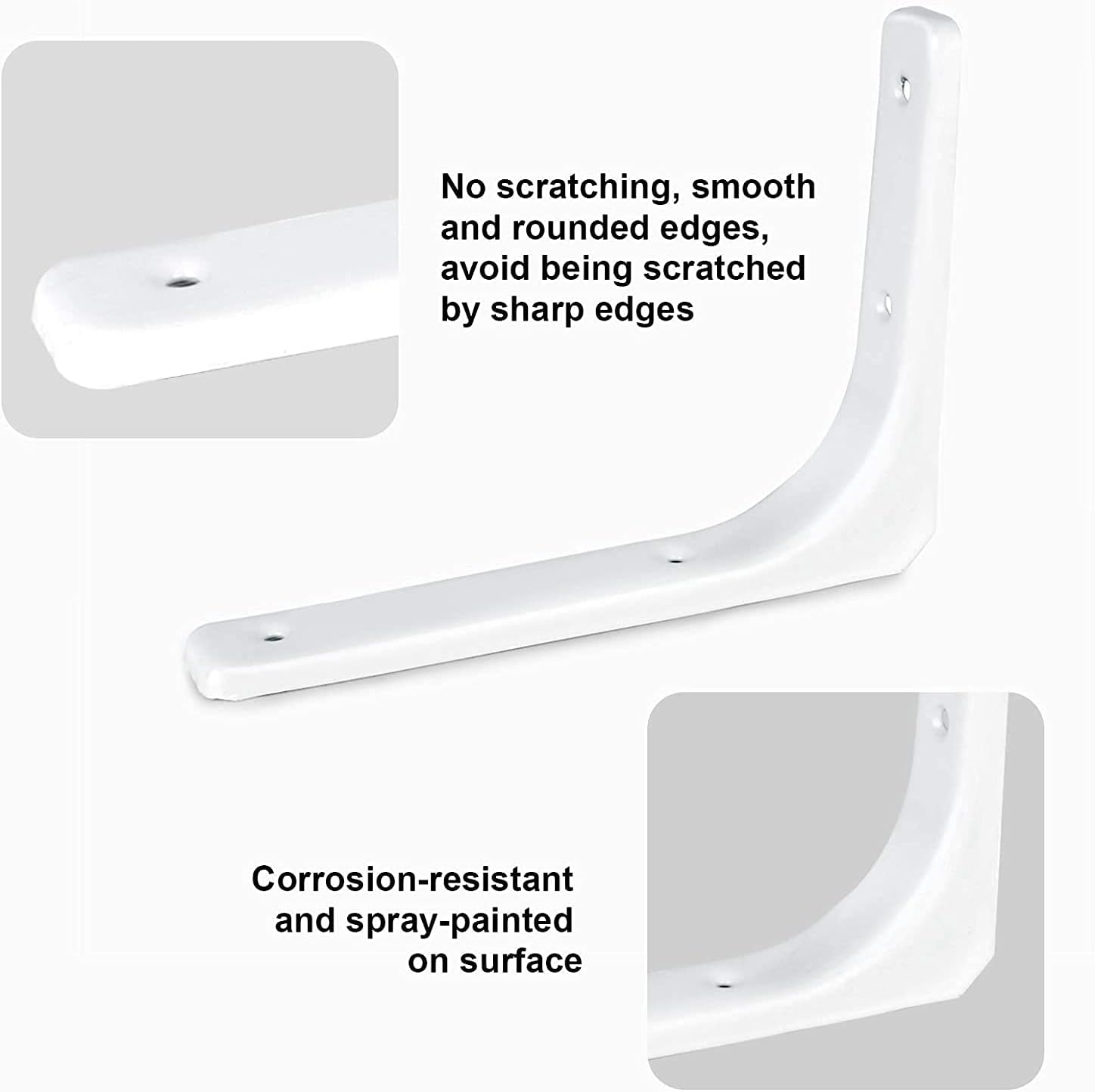 Shelf Brackets,White Floating Shelf Bracket(Set of 8),6 * 5inch ...