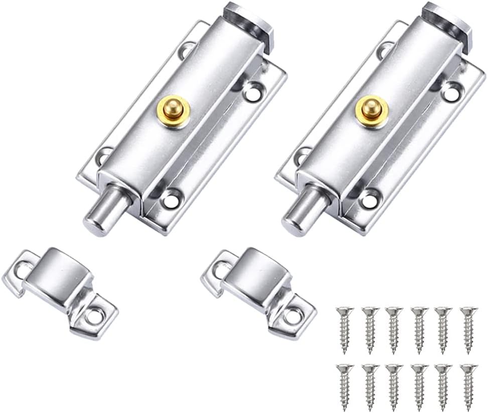 GIRAFEDA 2 Pcs Verrou Porte en Acier Inox Loquets de Porte +12 Vis ...