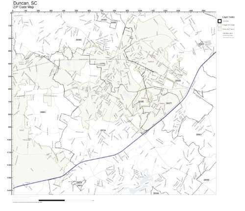 ZIP Code Wall Map of Duncan, SC ZIP Code Map Laminated: Amazon.com ...