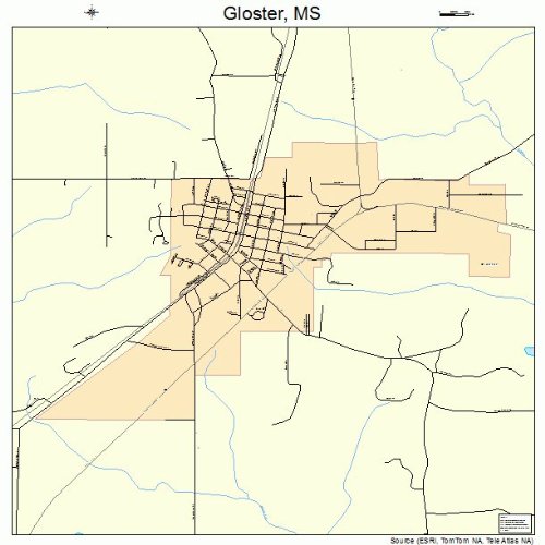 Amazon.com: Large Street & Road Map of Gloster, Mississippi MS ...