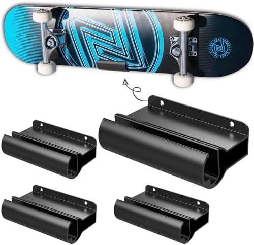 Amazon.com: Skateboard Wall Mount (4-Packs)- Horizontal Skateboard Rack ...