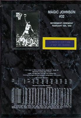 1992 Magic Johnson Retirement Ceremony Los Angeles Lakers Plaque Card ...