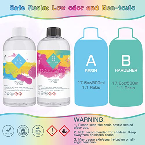 Set van epoxyhars, 1000 ml transparante epoxy hars kristal, gemakkelijk ...