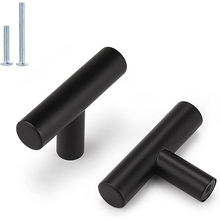 10 Pack 2 inch Cabinet Pulls Matte Black Stainless Steel Kitchen Drawer ...