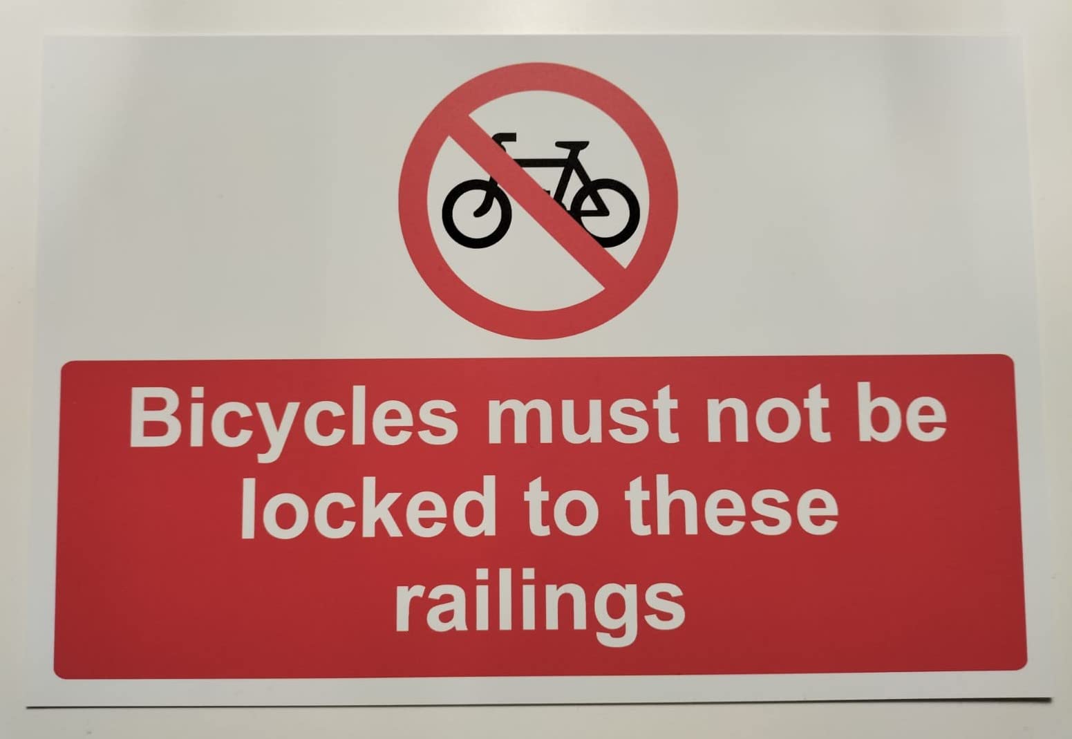 Bicycles Must not be Locked to These Railing Sign - Self Adhesive ...