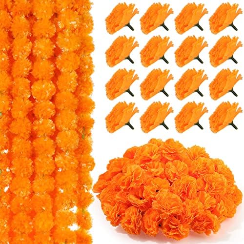 Amazon.com: 5 Pcs 5 Feet Artificial Marigold Garland and 50 Pcs ...