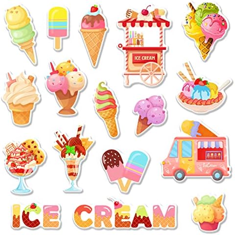 Amazon.com: Whaline 34Pcs Ice Cream Thick Gel Clings Colorful Ice Cream ...