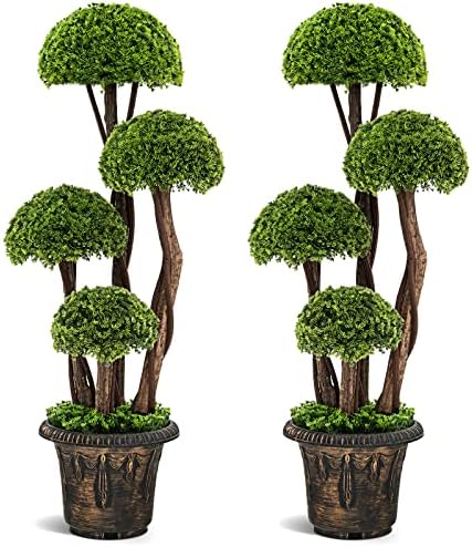 Amazon.com - BECOMFORT 3FT Artificial Potted Cedar Ball Tree 2 Pack ...