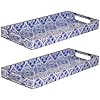 Amazon.com: MAONAME Blue Vanity Tray Set of 2, Plastic Decorative Trays ...