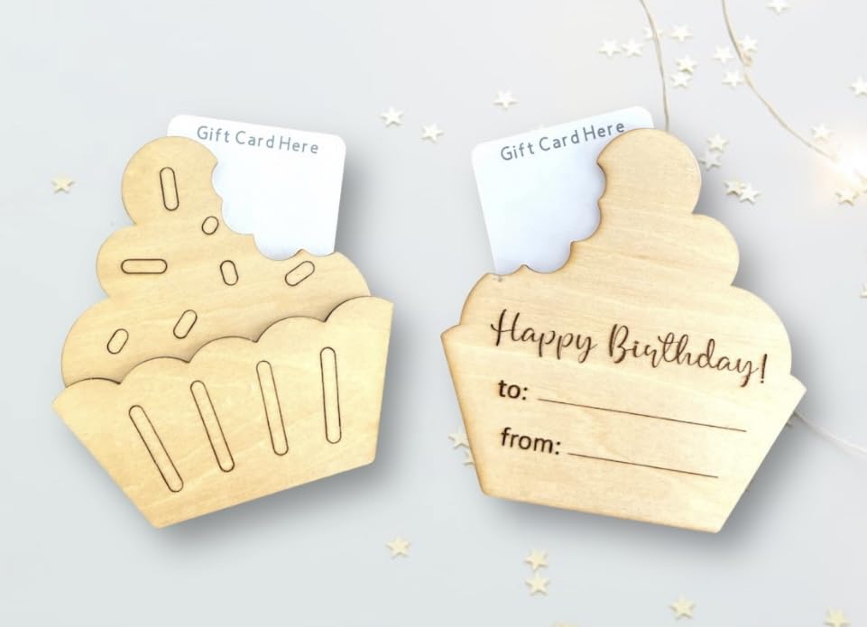 Amazon.com: Cupcake Laser Engraved Wooden Gift Card Holder, Made to ...