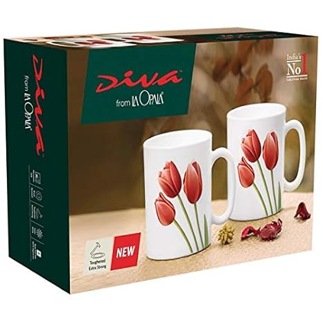 La'Opala Diva Coffee Mug Set Cylinder, 2 N (Designs May Vary) : Amazon ...