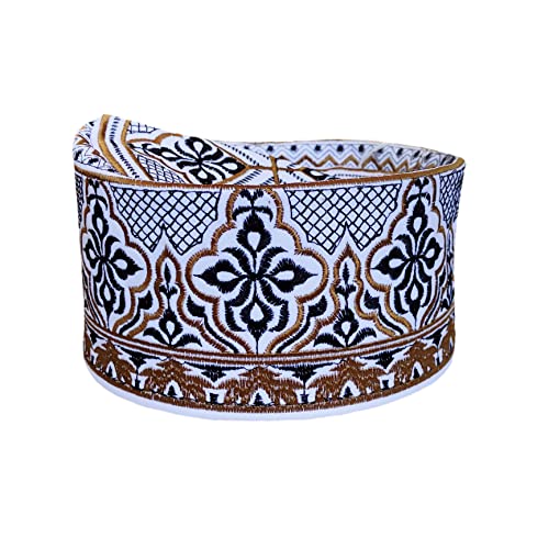 Buy Islamic Azhari Cap Barkati Topi White Golden Size 20.5 at Amazon.in