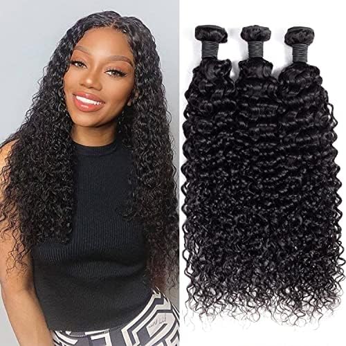 Amazon.com : Curly Wave Human Hair 3 Bundles 12A Grade Unprocessed Hair Extensions Brazilian ...