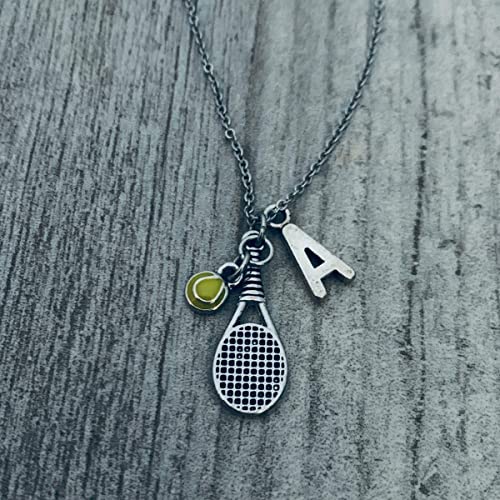 Personalized Tennis Racket Initial Necklace, Custom Tennis Player ...