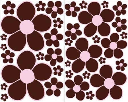 Amazon.com: Brown with Pink Center Daisy Flower Wall Stickers, Decals ...