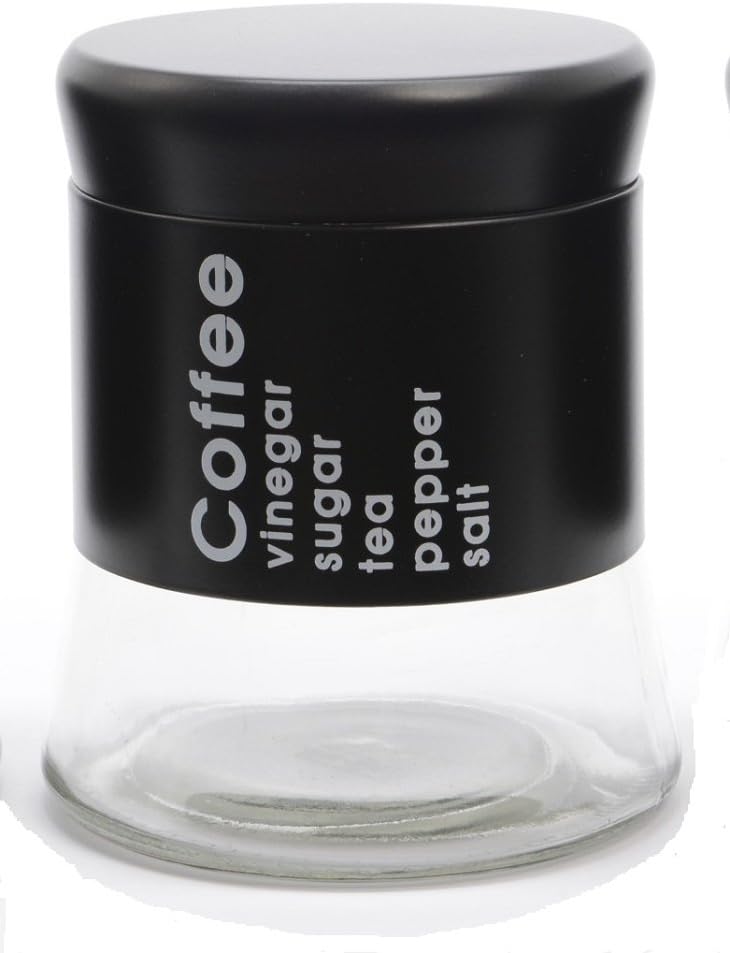 Amazon.com: Basic Luxury Clear Glass Coffee Jar Container with Black ...