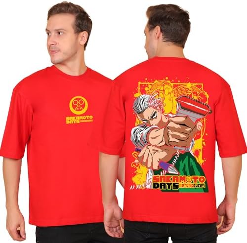 Buy AWARA BACHA Sakamoto Zone Oversized Red T-Shirt for Men and Women ...