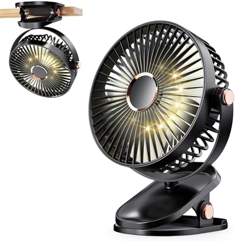 Amazon.com: Gaiatop Clip on Fan Battery Operated, 4000mAh Auto ...