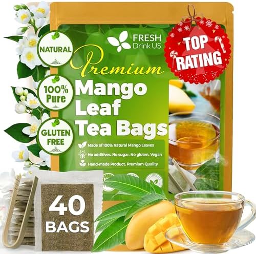 Amazon.com : FreshDrinkUS, Premium 40 Mango Leaf Tea Bags, 100% Natural ...