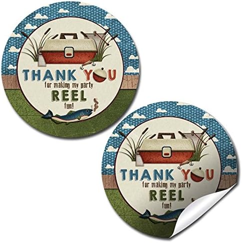 Amazon.com: Fishing Theme Birthday Thank You Party 40 Sticker Labels 2 ...