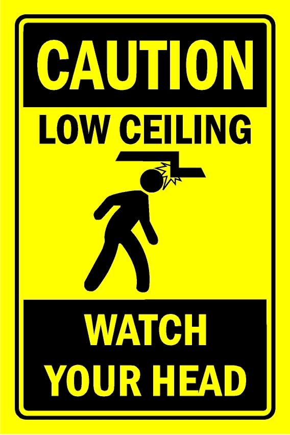 Caution low ceiling watch your head safety sign - Self adhesive sticker ...