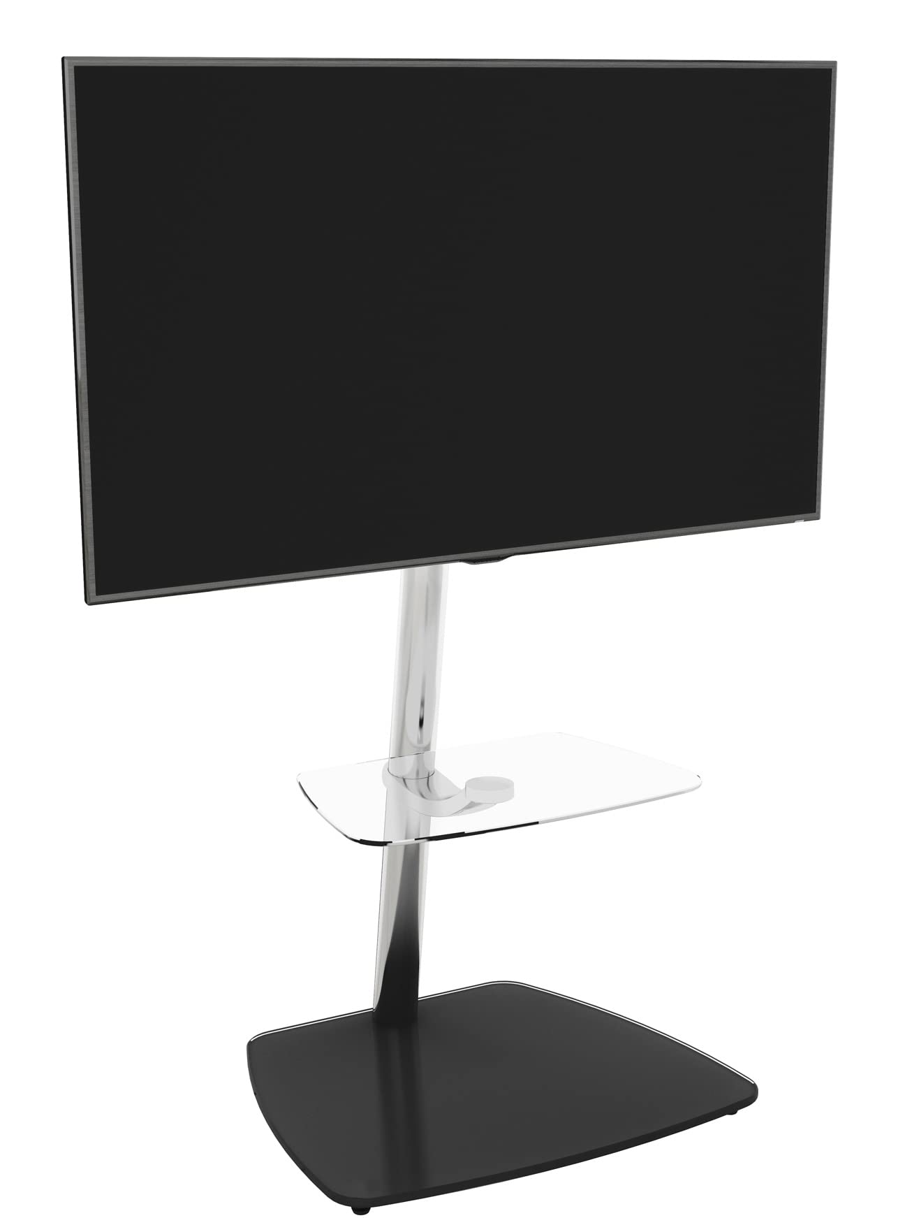 AVF Column TV Floor Stand - Iseo Pedestal TV Stand in Black & Chrome ...