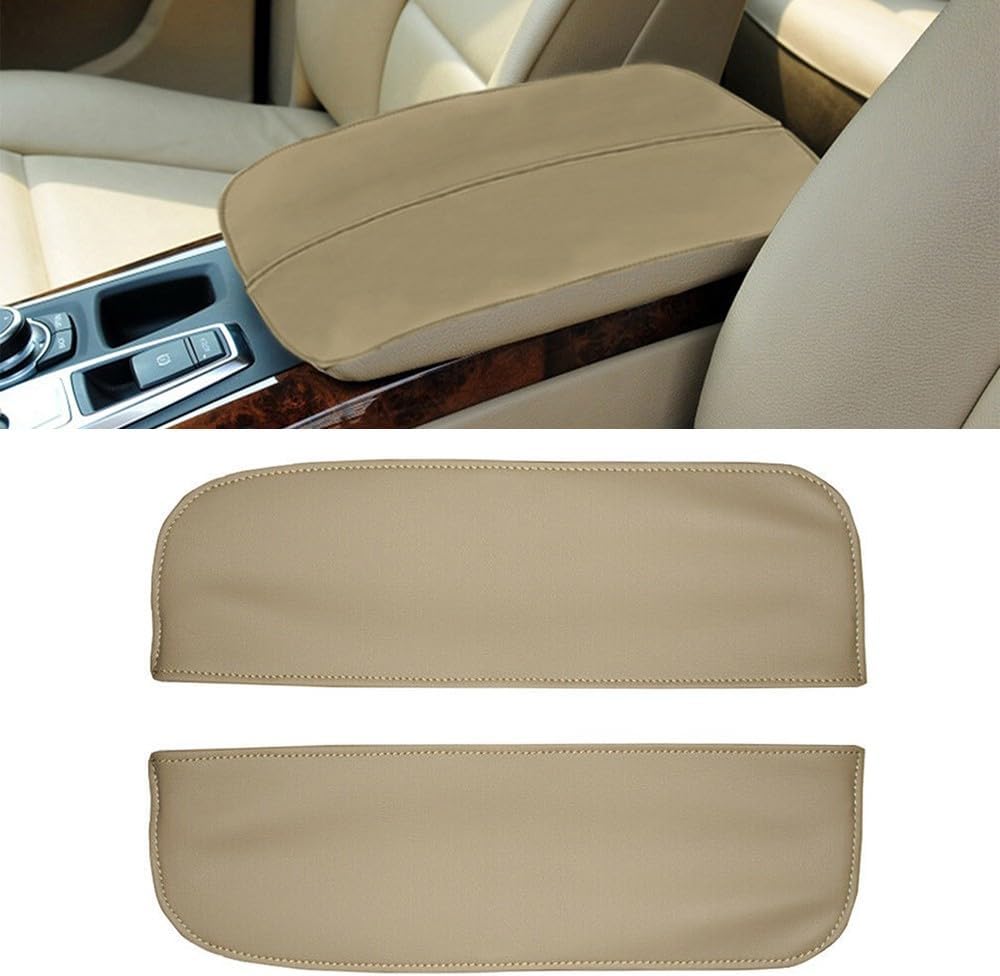 Amazon.com: CashMuch 2 PCS Beige PU Leather Center Console Armrest ...