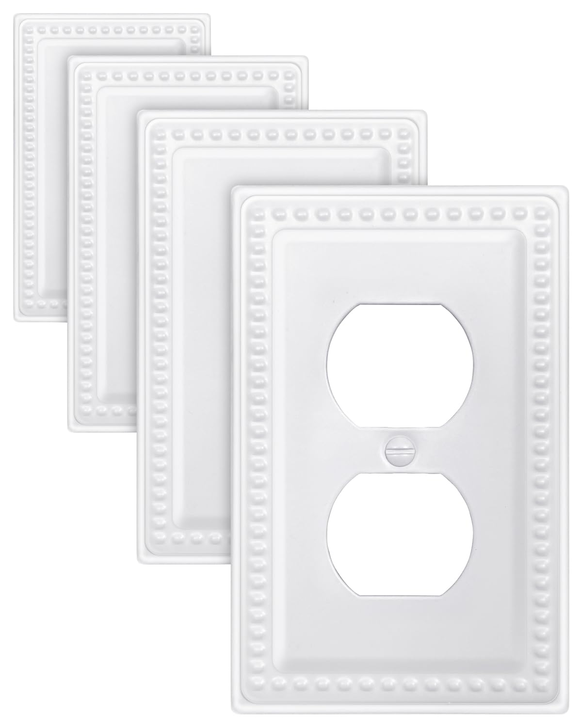 Snapklik.com : 4-Pack Duplex Outlet Cover, Decorative Beaded Pure White ...