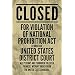 Amazon.com: NPA National Prohibition Act Closed For Violation Sign ...