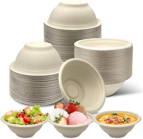 Amazon.com: Arcccky 150 Pack Small Paper Bowls, Disposable Natural ...