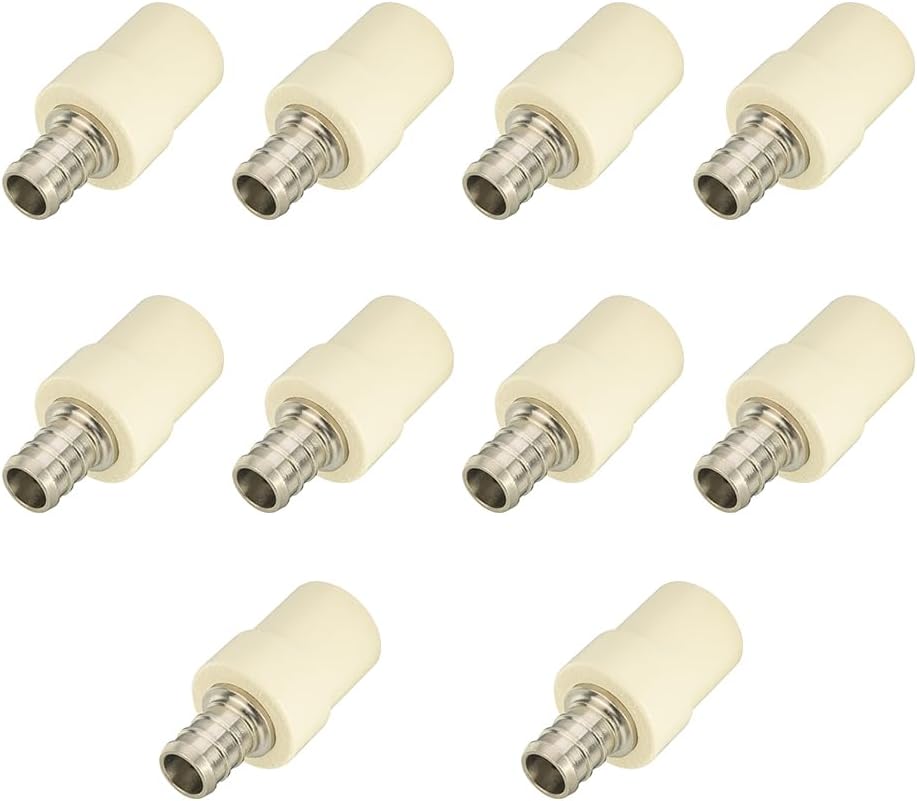(Pack of 10) EFIELD 1/2" Pex x 1/2" CPVC Transition Coupling Barb Crimp ...